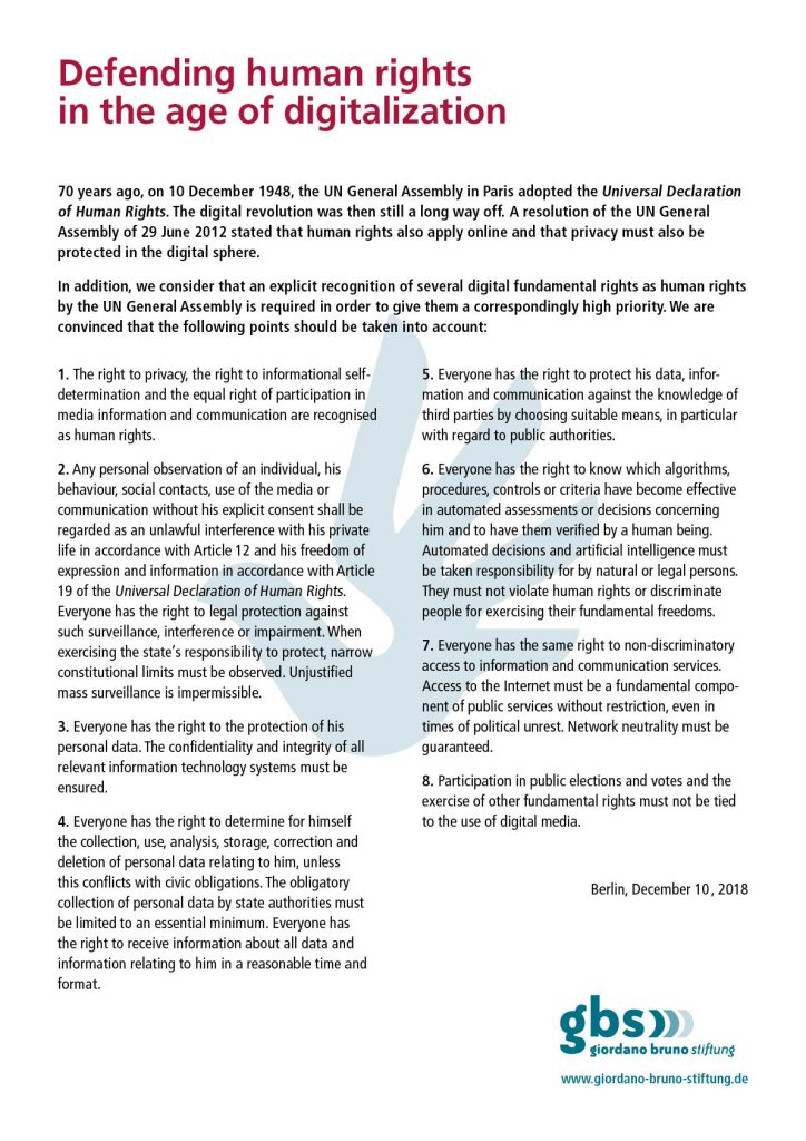 Document: Defending human rights in the age of digitalization - digital ...